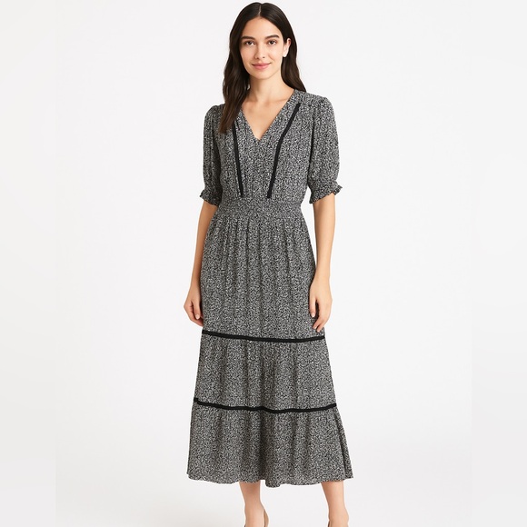 Roan & Ryan | Dresses | Roan Ryan Black White Boho Tiered Maxi Dress ...